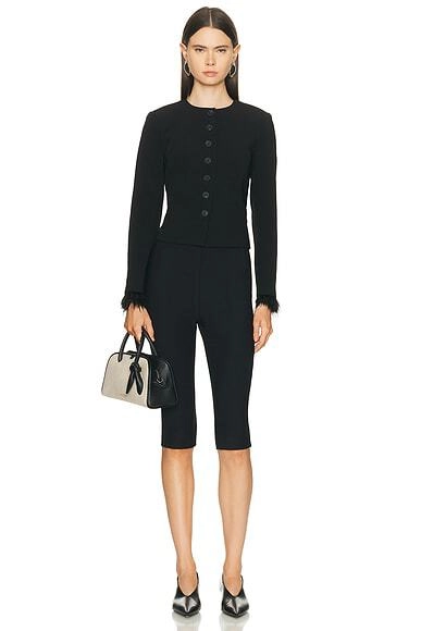 L'academie Eirah Jacket With Feather Trim