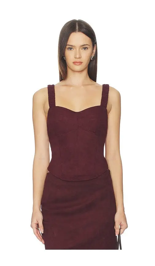 Heartloom Lennox Faux Suede Cropped Top - Burgundy