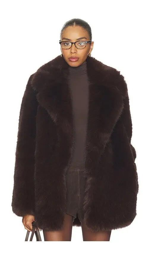 L'academie Gamine Faux Fur Jacket - Brown