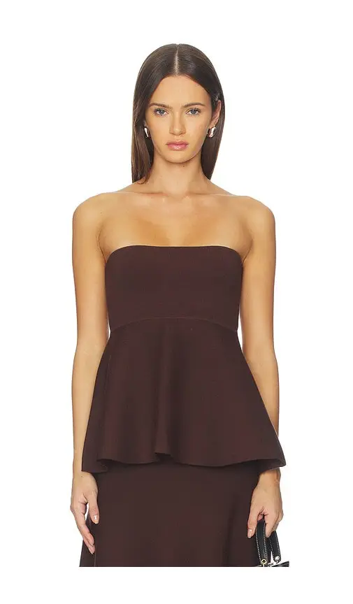 Line & Dot Kingston Knit Peplum Top - Brown