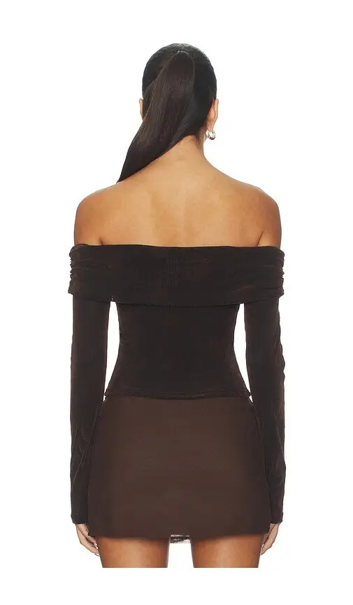 TIGER MIST Korra Off-shoulder Velour Top