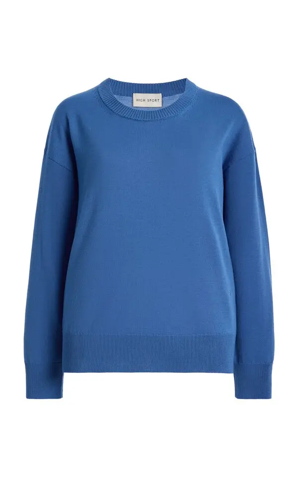 HIGH SPORT Jenna Merino Wool Crewneck Sweater - Blue