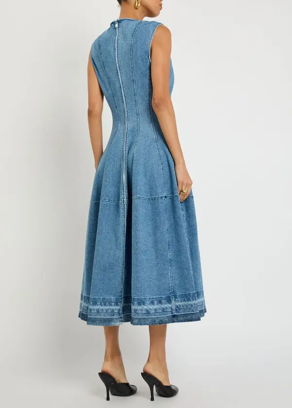 Simkhai Bowen Panelled Stretch-denim Midi Dress