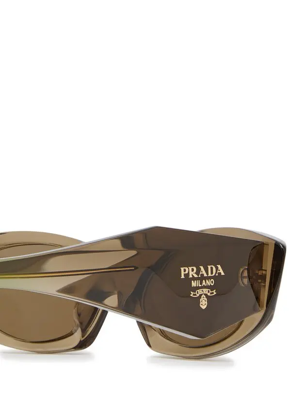Prada Narrow Oval-frame Sunglasses - Brown Light