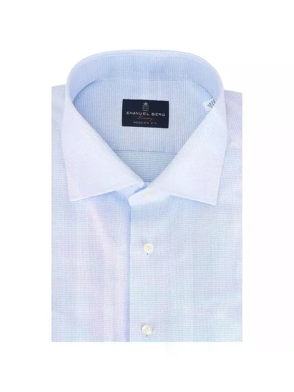 EMANUEL BERG Patterned Cotton Shirt - Blue