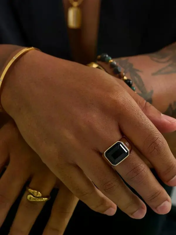 NIALAYA JEWELRY Tone Onyx Signet Ring