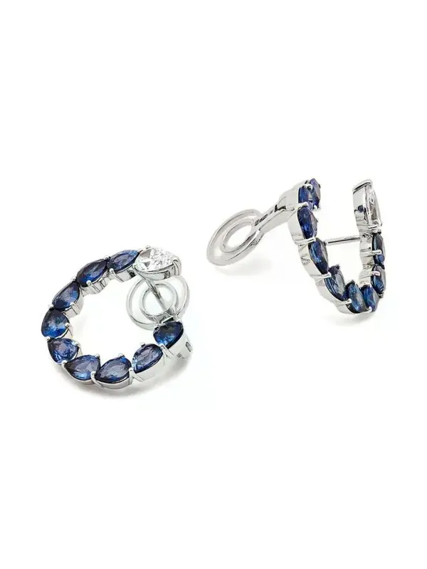 JEWELS AFICIONADO Sapphire And Diamond Hoop Earrings