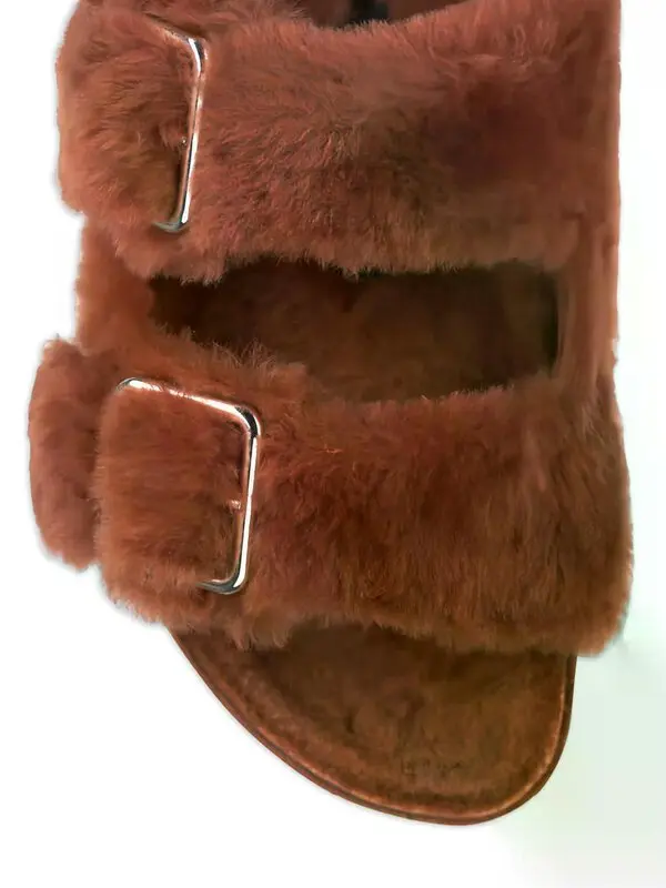 BIRKENSTOCK Arizona Shearling Buckle Sandals - Brown
