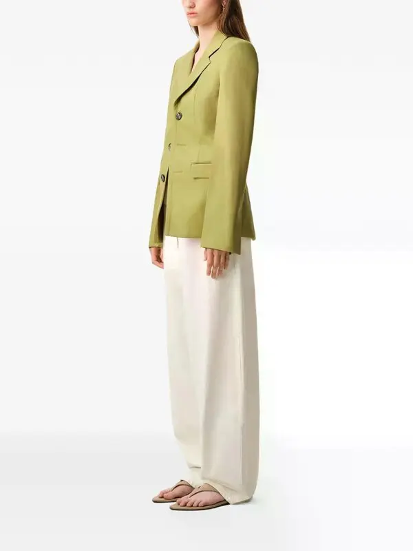 AMI Paris Wool Single-breasted Fitted Jacket - Green
