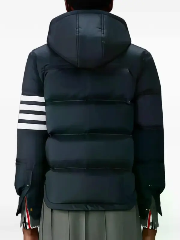 Thom Browne Down Hooded Jacket With Four-bar Detail