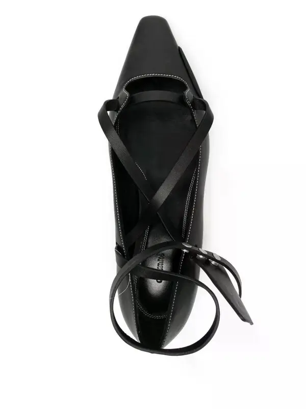 Off-White Strapped Pointed Toe Flat Pumps
