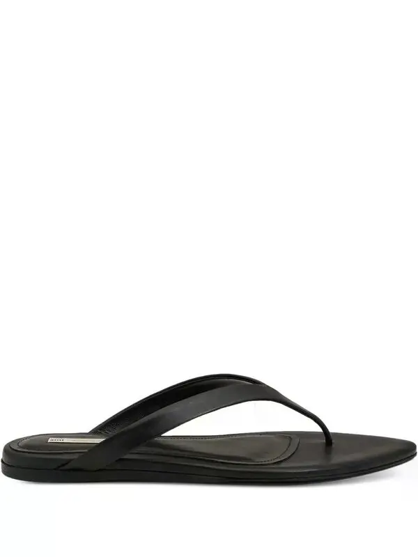 AMI Paris Pointed Toe Flat Sandals - Black
