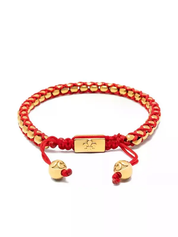 NIALAYA JEWELRY Box Chain Bracelet With String Detail - Red