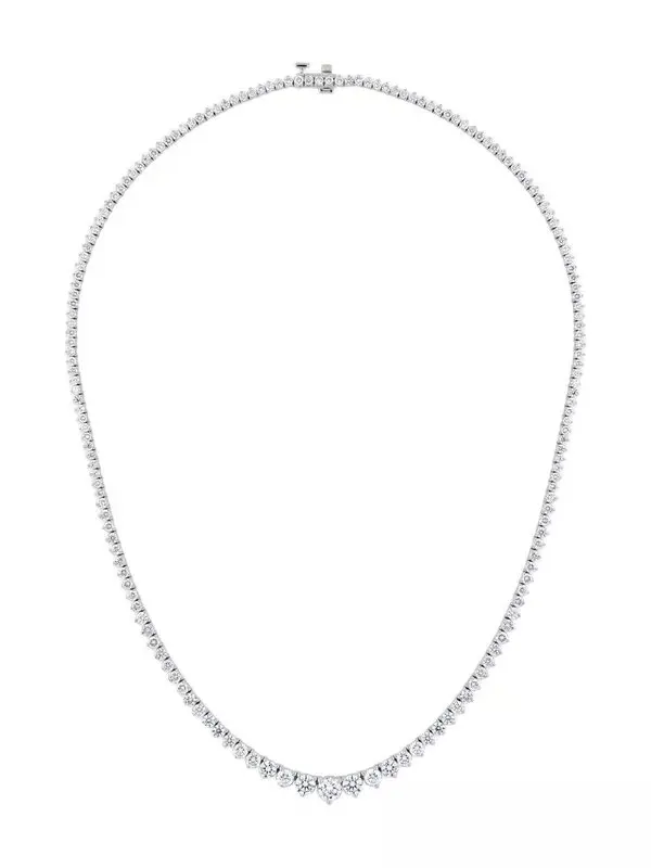 JEWELS AFICIONADO 18k White Gold Diamond Tennis Necklace - Silver