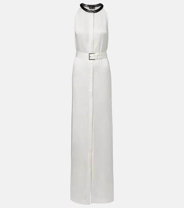TOM FORD Crepe Satin Maxi Dress Off - White