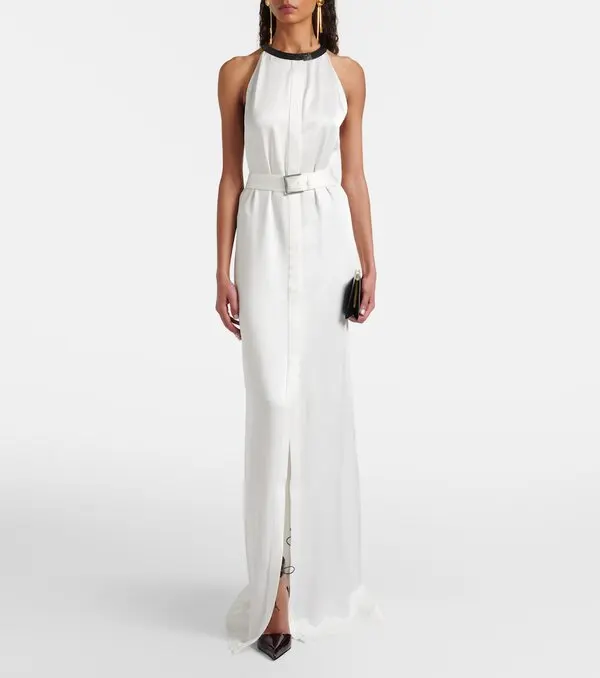 TOM FORD Crepe Satin Maxi Dress Off - White