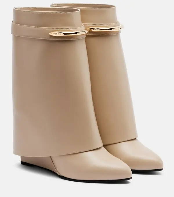 Givenchy Shark Leather Mid-calf Boots - Beige