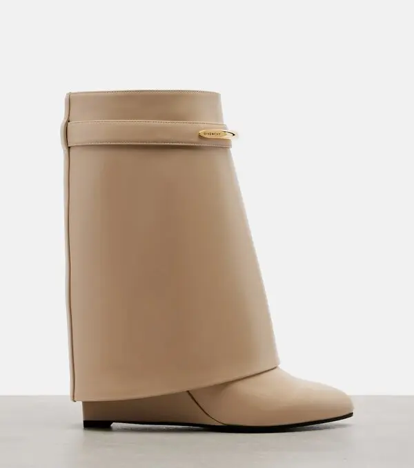 Givenchy Shark Leather Mid-calf Boots - Beige