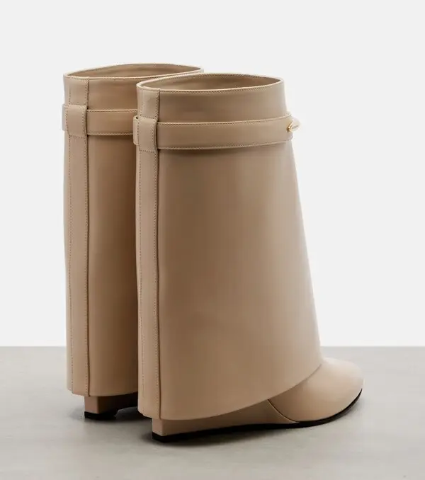 Givenchy Shark Leather Mid-calf Boots - Beige
