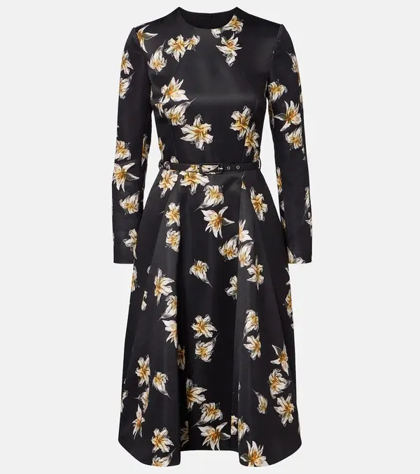 EMILIA WICKSTEAD Uccellina Floral Duchess Satin Midi Dress
