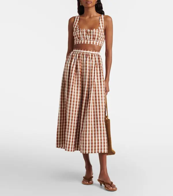 Faithfull The Brand Ida Gingham Linen Crop Top