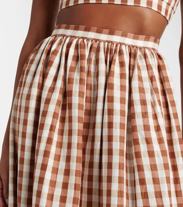 Faithfull The Brand Ida Gingham Linen Midi Skirt