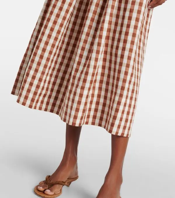 Faithfull The Brand Ida Gingham Linen Midi Skirt