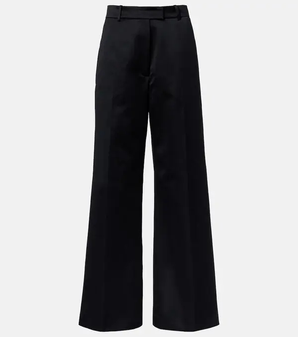 THE FRANKIE SHOP Brickell Satin Wide-leg Trousers - Black