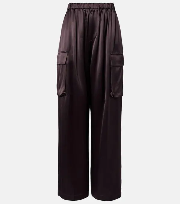 THE FRANKIE SHOP Delny Satin Cargo Pants - Brown