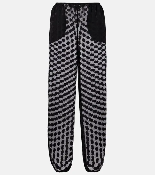 THE FRANKIE SHOP Polka-dot Sheer Wide-leg Trousers - Black