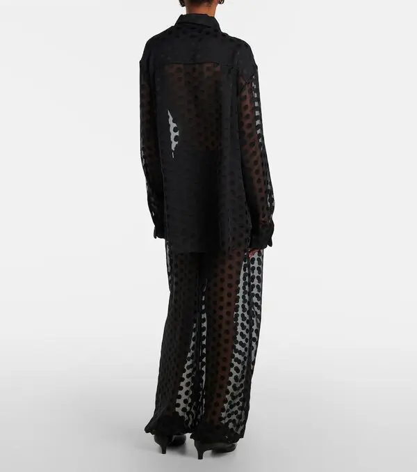 THE FRANKIE SHOP Orissa Polka-dot Sheer Wide-leg Pants