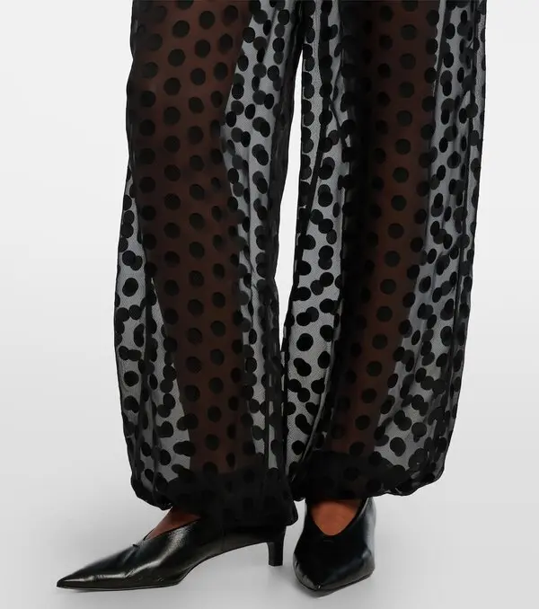 THE FRANKIE SHOP Orissa Polka-dot Sheer Wide-leg Pants