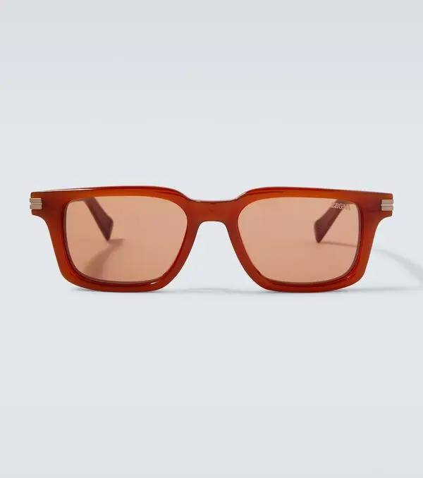Zegna Rectangle Frame Sunglasses - Brown