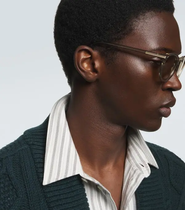 Zegna Round Frame Sunglasses With Acetate And Titanium Construction - Brown