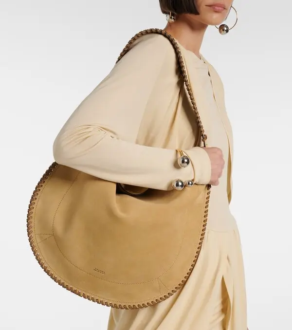 Isabel Marant Étoile Oskan Medium Suede Shoulder Bag - Beige
