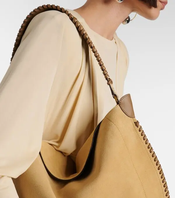 Isabel Marant Étoile Oskan Medium Suede Shoulder Bag - Beige