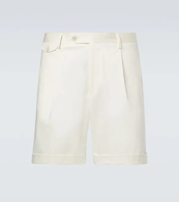 LARDINI Pleated Cotton-blend Bermuda Shorts