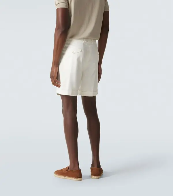 LARDINI Pleated Cotton-blend Bermuda Shorts