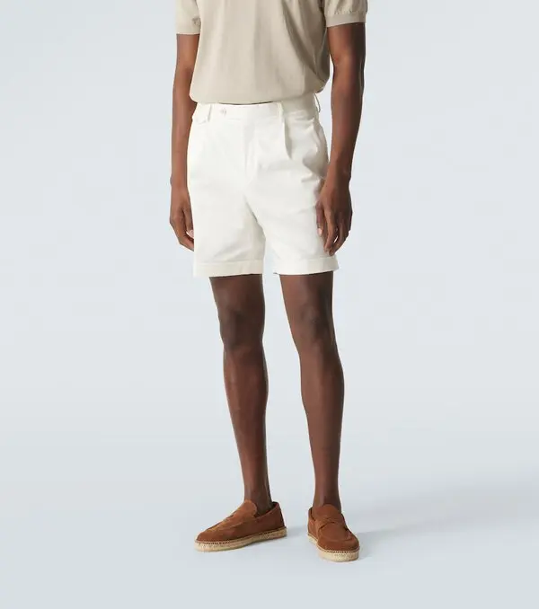 LARDINI Pleated Cotton-blend Bermuda Shorts