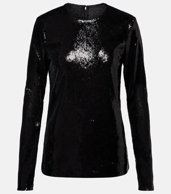 TOTEME Sequined Jersey Top - Black