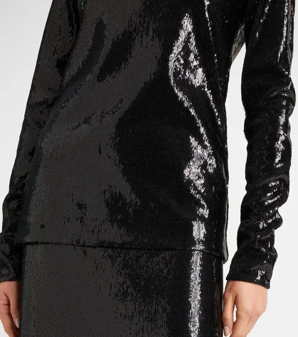 TOTEME Sequined Jersey Top - Black