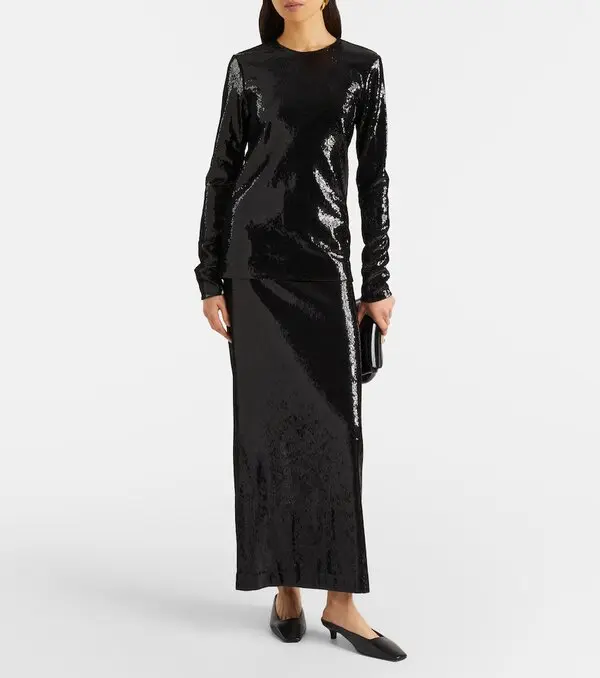 TOTEME Sequined Jersey Top - Black