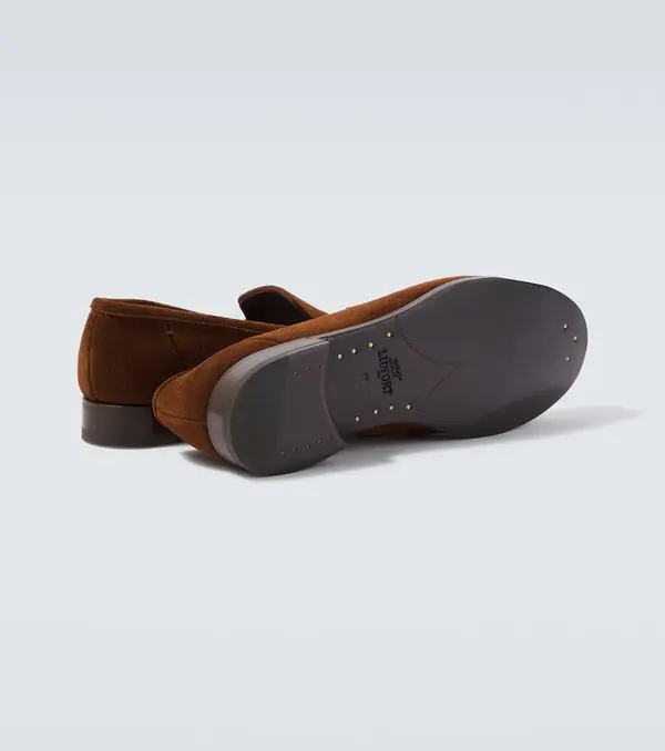 LARDINI Woven Suede Penny Loafers