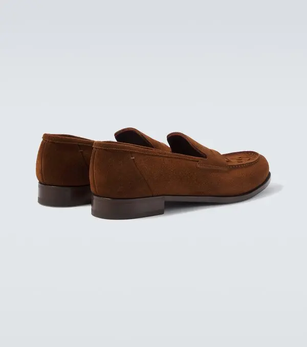 LARDINI Woven Suede Penny Loafers
