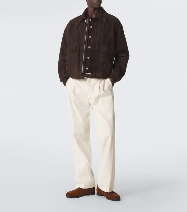 LARDINI Woven Suede Penny Loafers