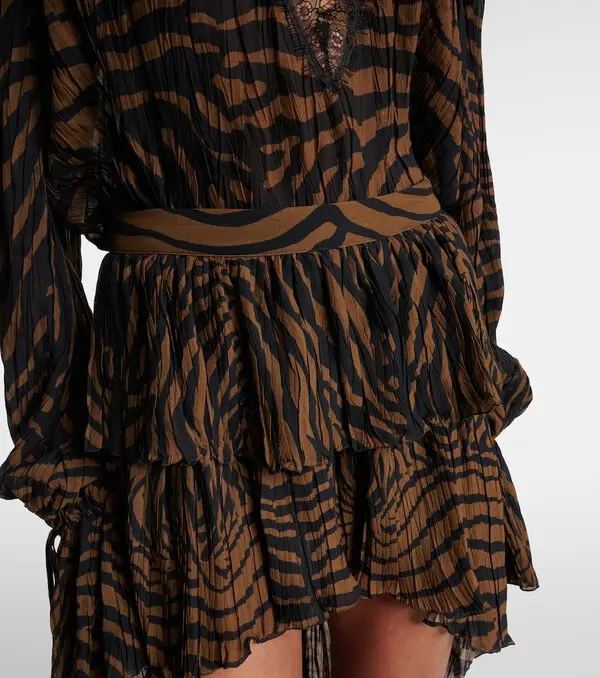 Blumarine Asymmetrical Ruffled Printed Miniskirt