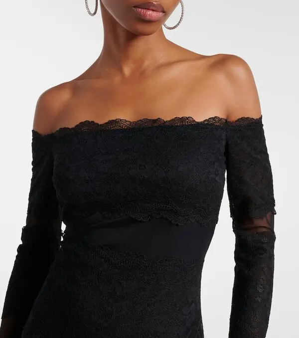 Blumarine Off-shoulder Lace Maxi Dress