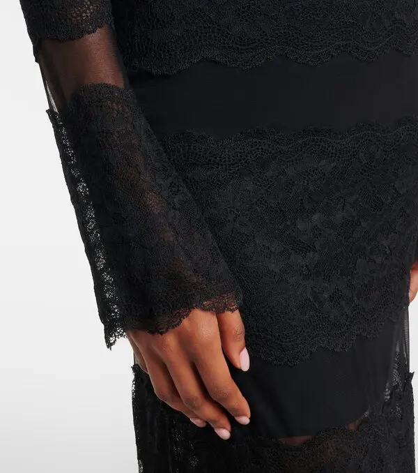 Blumarine Off-shoulder Lace Maxi Dress