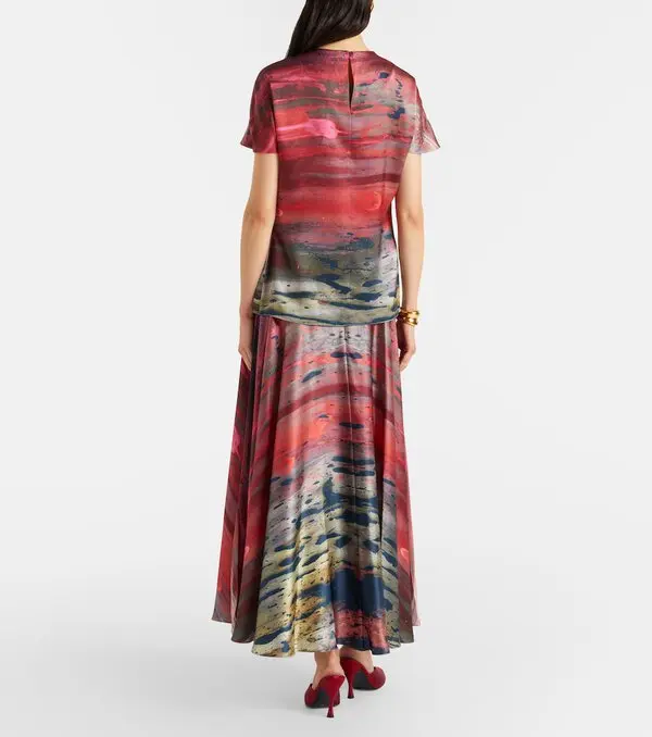 ROKSANDA Printed Silk Satin Maxi Skirt