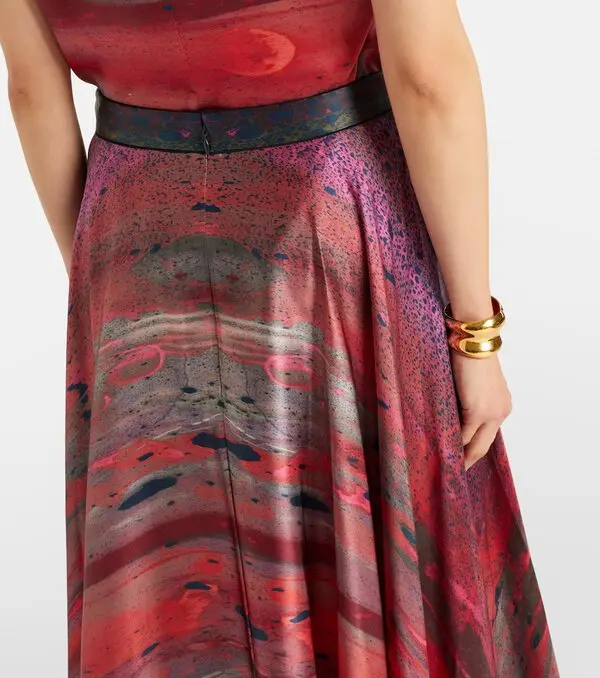 ROKSANDA Printed Silk Satin Maxi Skirt